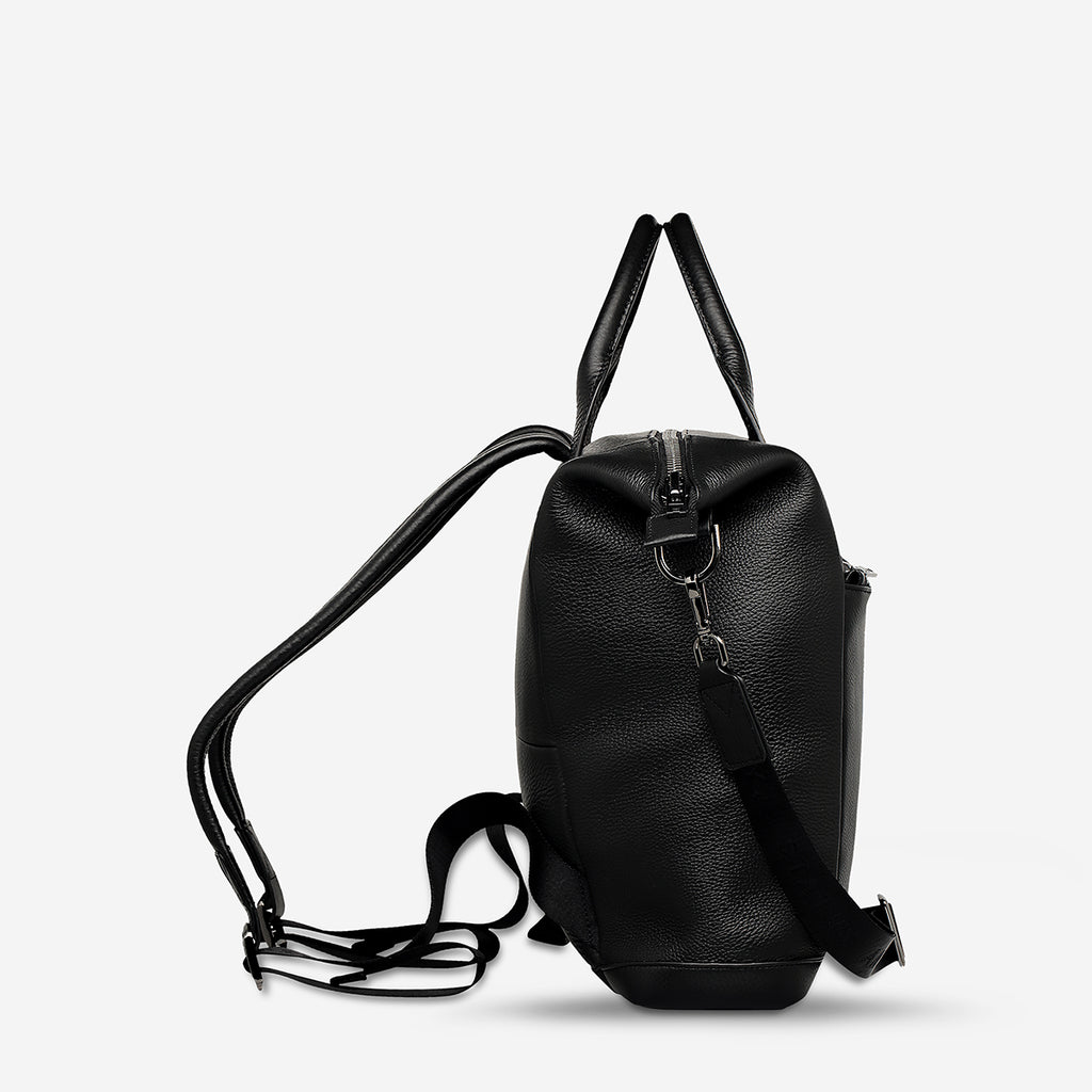 Mini Waves Black Leather Backpack | Status Anxiety®