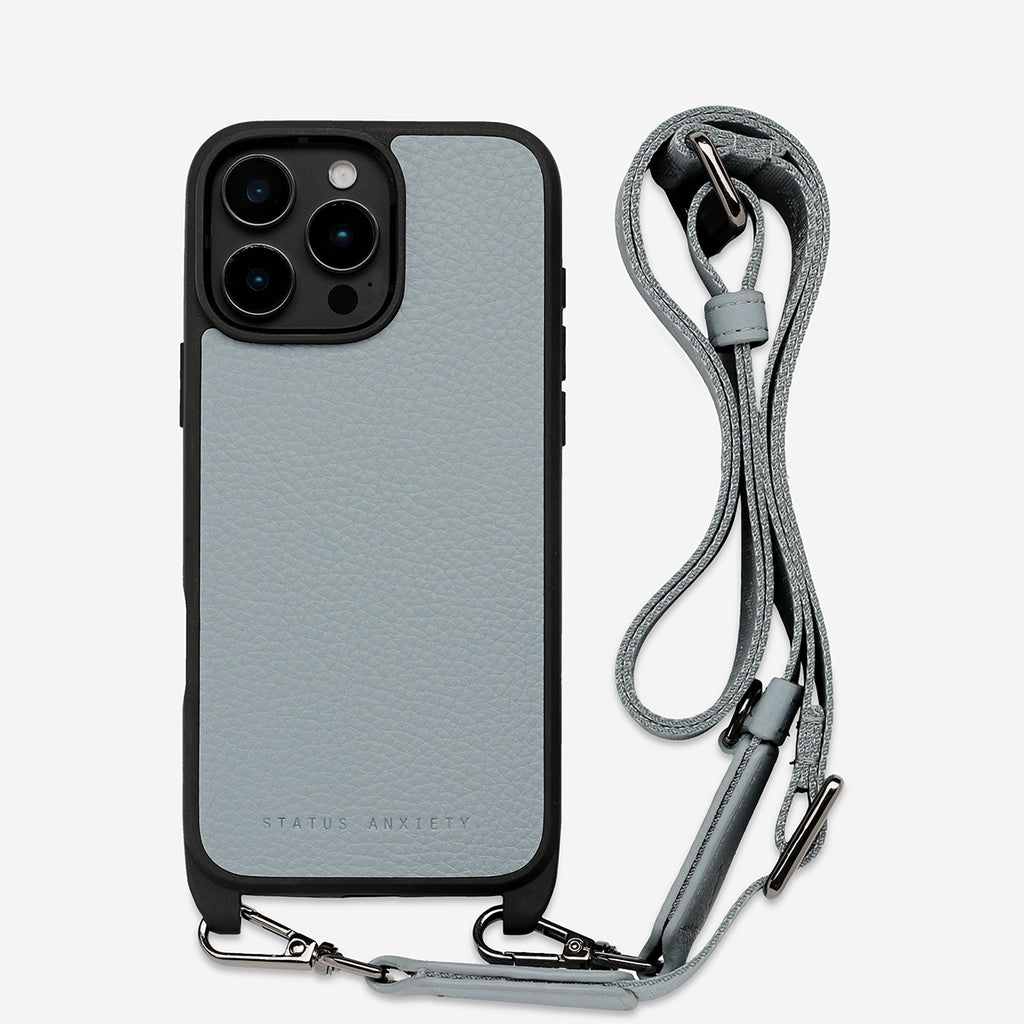 Enough To Leave Powder Blue Leather Phone Case | Status Anxiety®